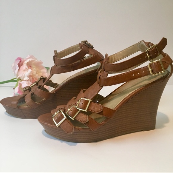 Express | Shoes | Express Light Brown Gladiator Wedge Sandals | Poshmark